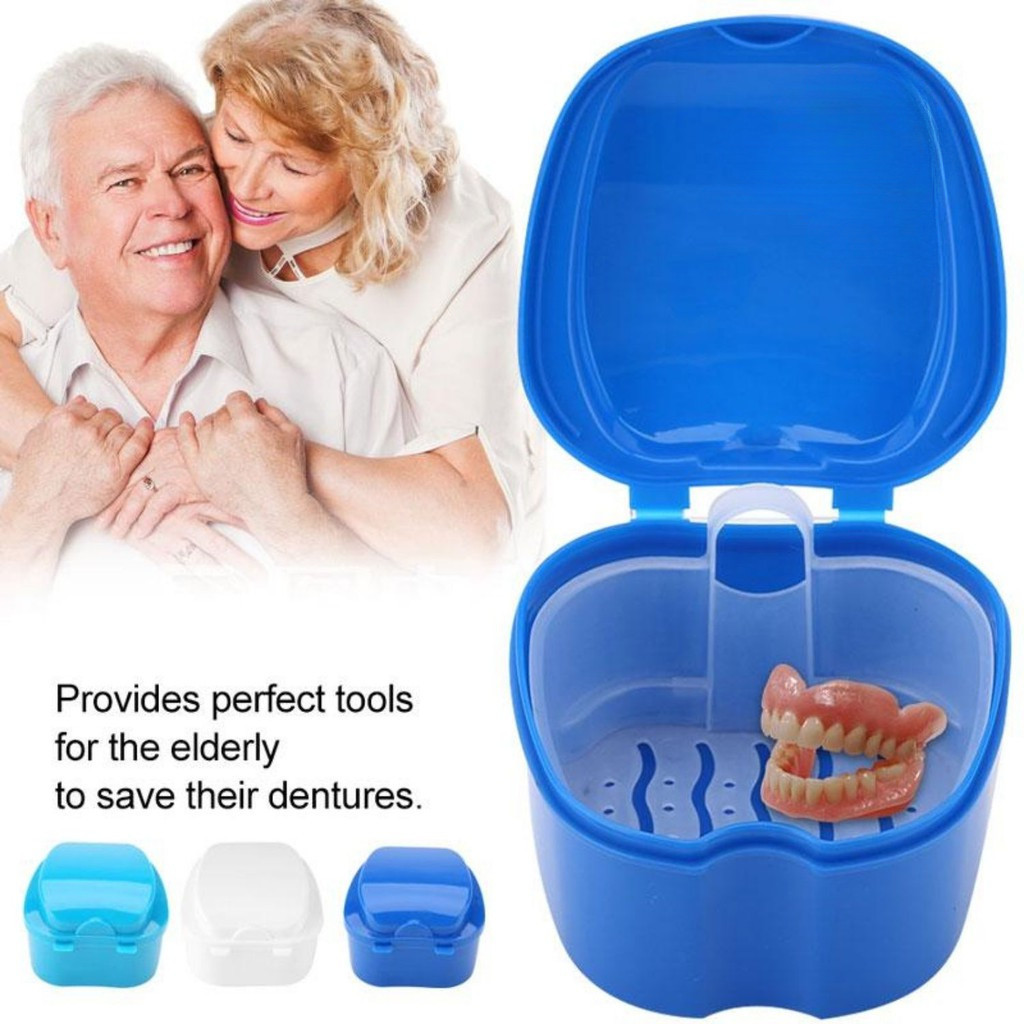 Denture Bath Box Case False Teeth Storage Box with Hanging Net ...