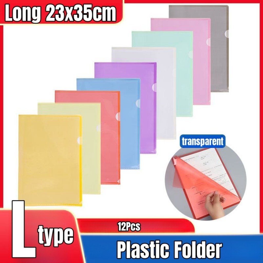 12Pcs L-Type Clear Folder Long Clear Project Pockets Plastic Sleeve ...