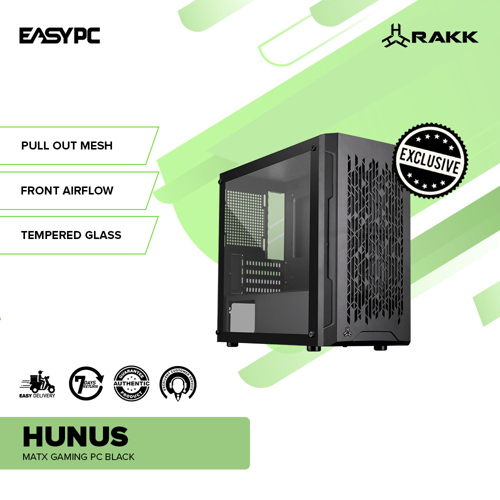 EasyPC | RAKK HUNUS gaming pc case| MATX| Black | Shopee Philippines