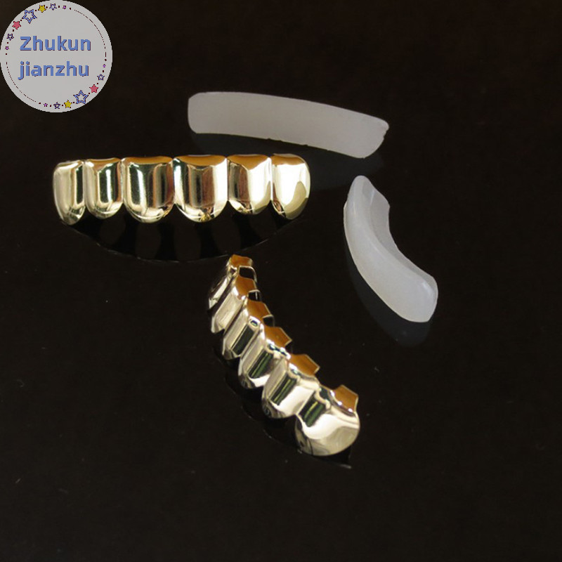 zhukunjianzhu New Custom 14k Gold Plated Hip Hop Teeth Grillz Caps Top ...