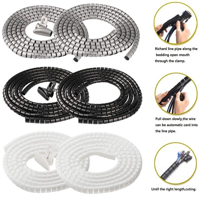 1M/2M 8~25mm Cable Spiral Wrap Tidy Cord Wire Banding Loom Storage ...