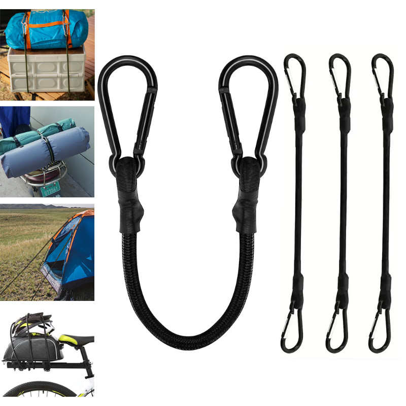 Elastic Rubber Bungee Cord With Carabiner Hook Storage Rope Premium ...