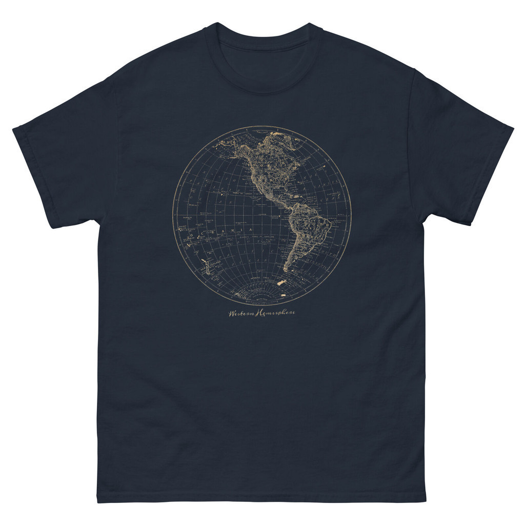 Western Hemisphere Earth Map Vintage Classic World Map T-Shirt | Shopee ...