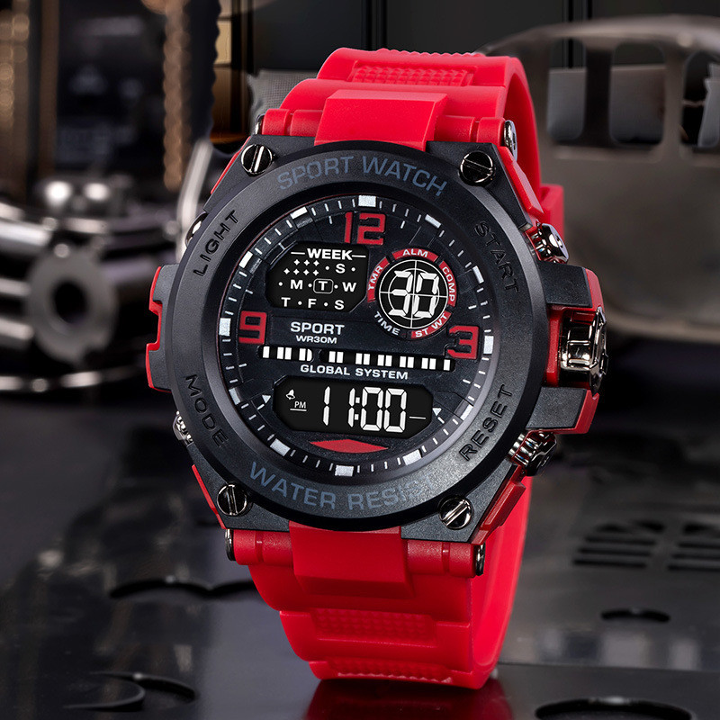 Men's Digital Waterproof Watch Military Multi-Functional Dual Display ...
