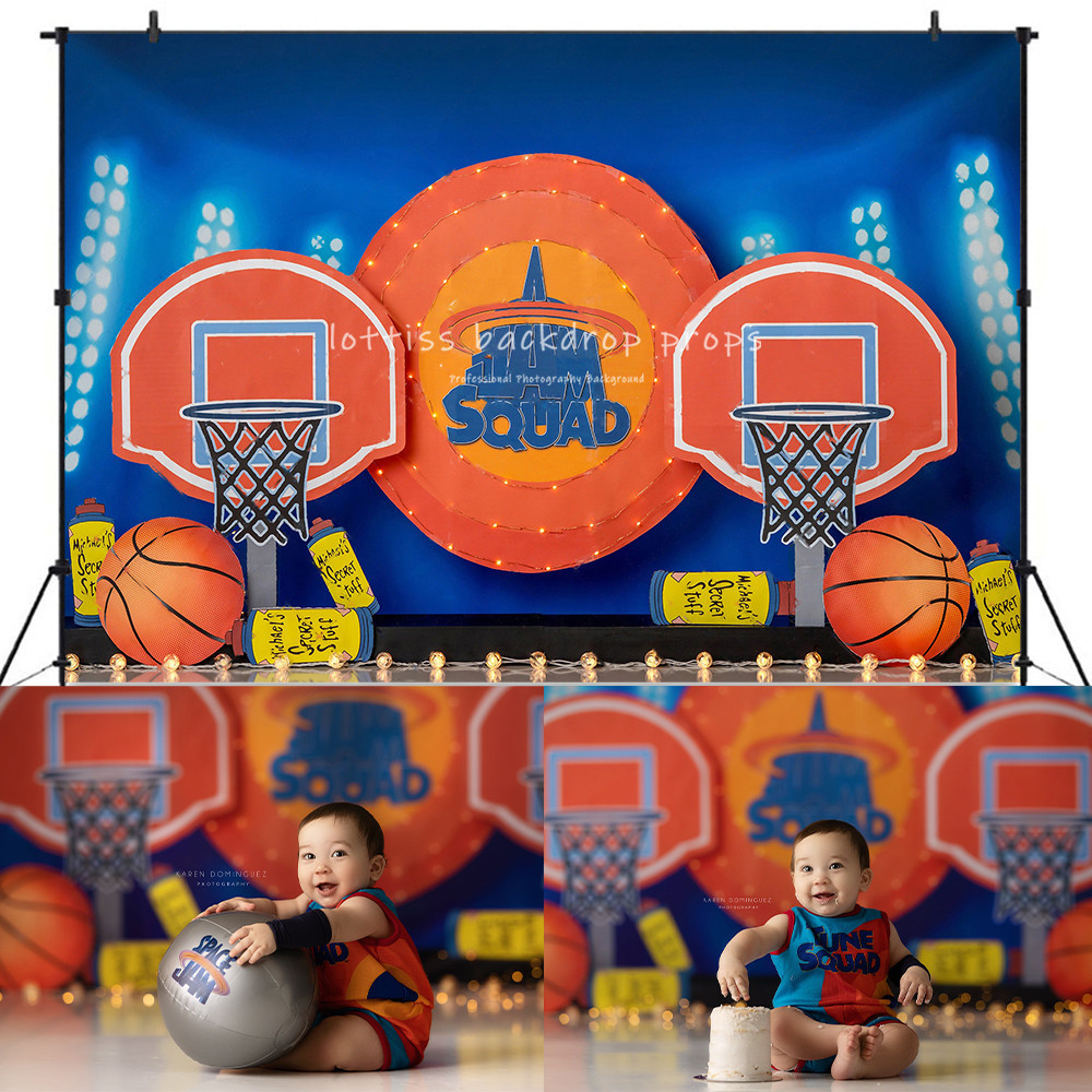 Basketball Backdrops Kids Baby Cake Smash Backdrops Child Baby Birthday ...