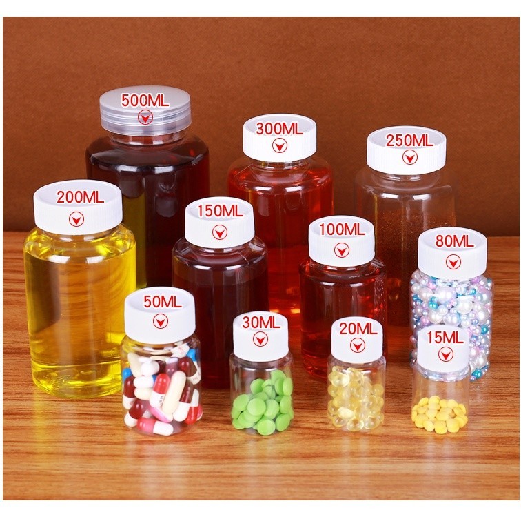 100PCS 15 20 30 50 80 100ml Transparent Pet Plastic Pill Packer Bottle ...