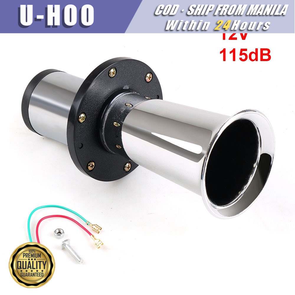 Durable 12V 115dB 450Hz Loud Classic Chrome Air Horn Single Trumpet For ...