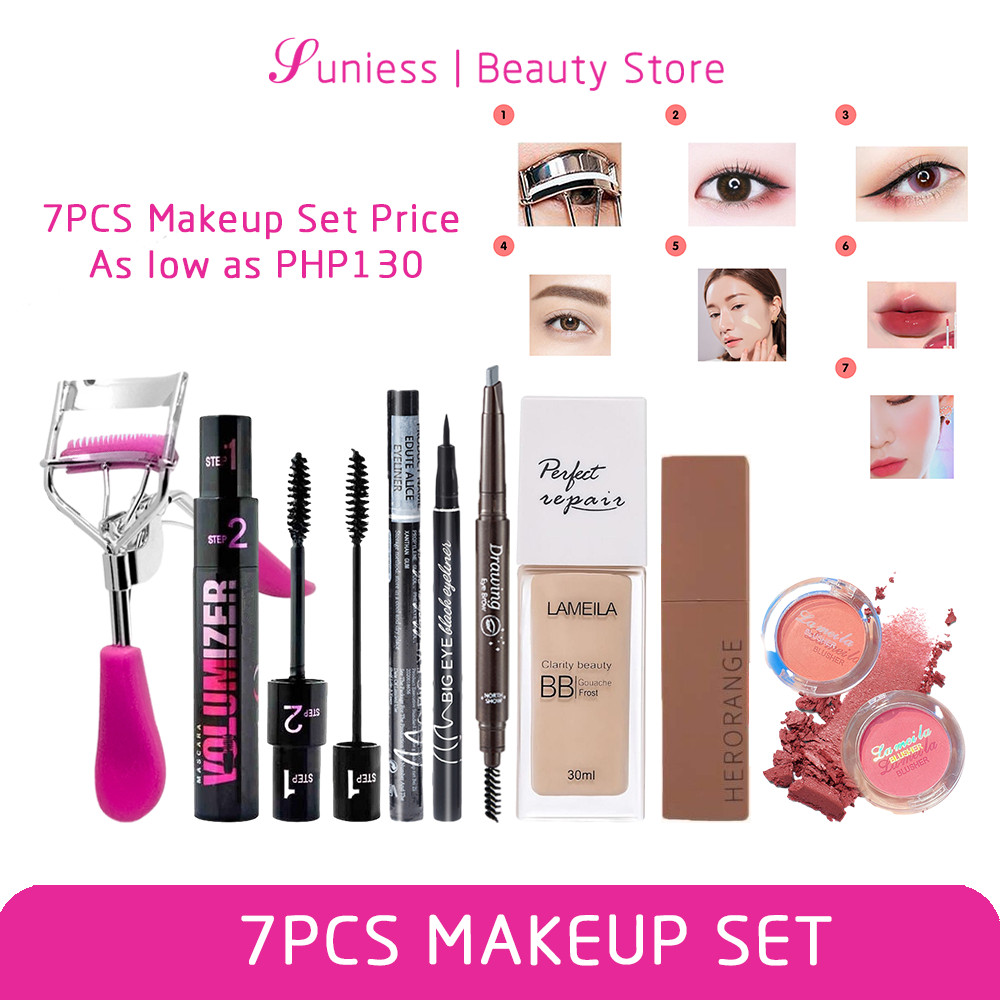 Lameila 7PCS Make Up Set Eyeliner BB Cream Eyebrow Pencil Mascara ...