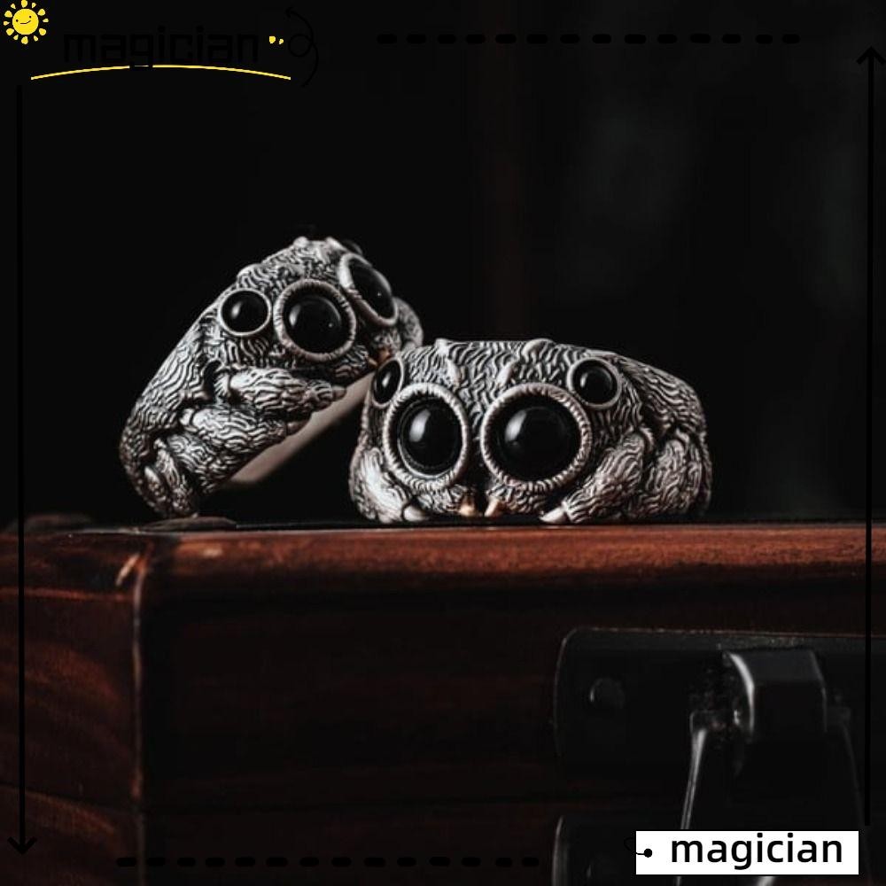 MAG Jumping Spider Ring, Black Agate Personalized Animal Open Rings ...