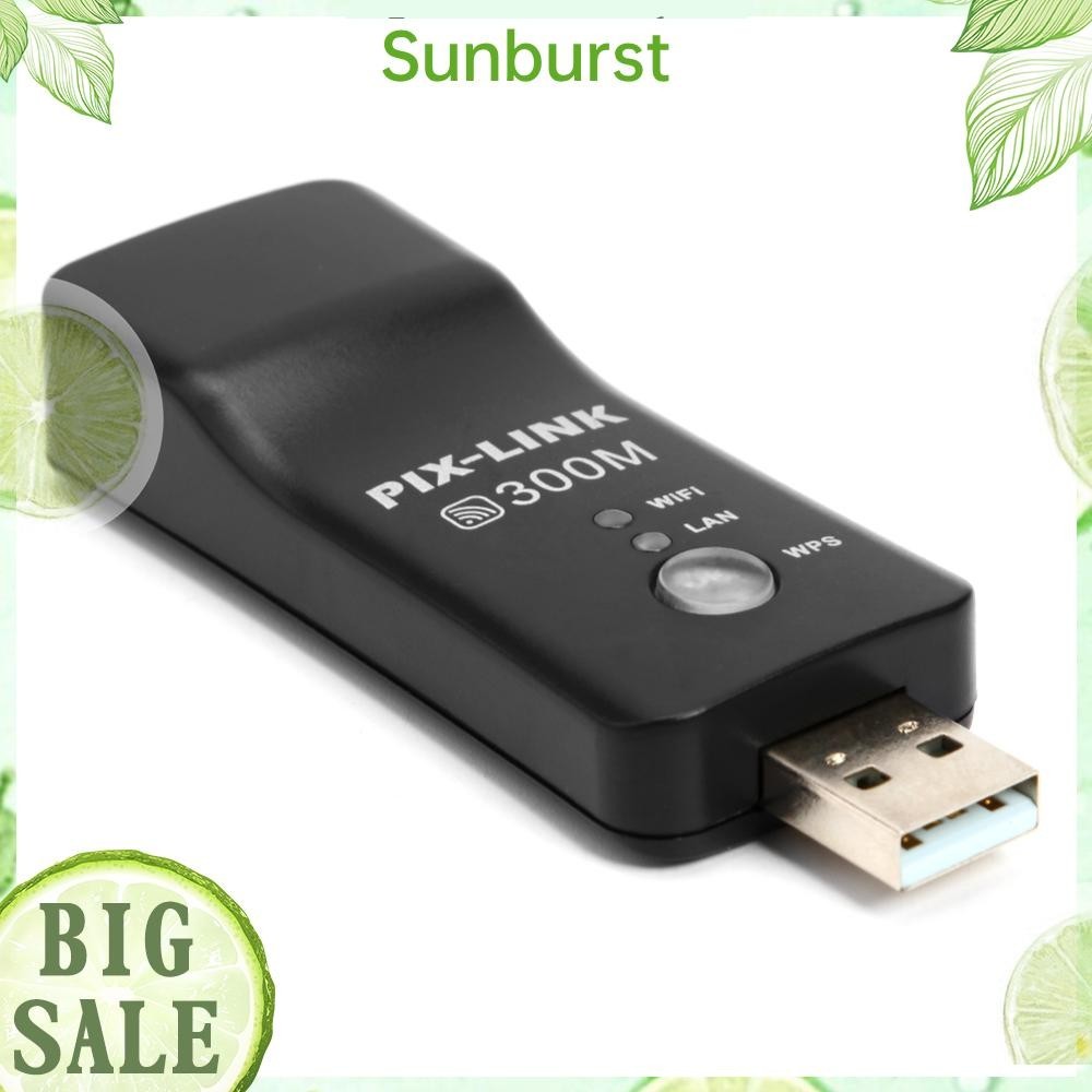 USB TV WiFi Dongle Adapter 300Mbps Universal Wireless Receiver RJ45 WPS ...