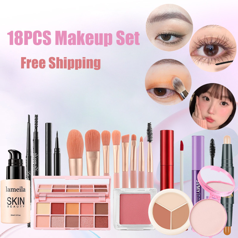16/18PCS Makeup Set Liquid Foundation Eyeshadow Mascara Blush Concealer ...