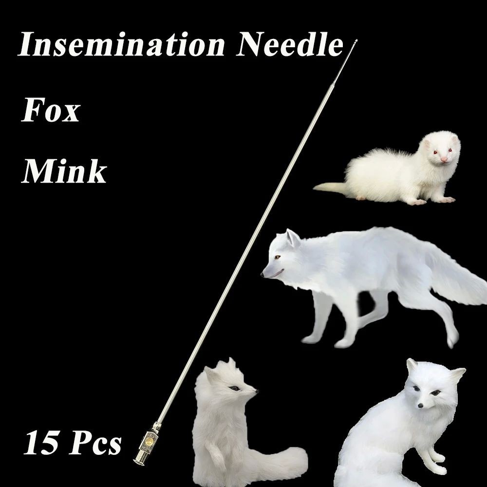 15PCS Fox Mink Stainless Steel Artificial Insemination Needle Side Shot ...