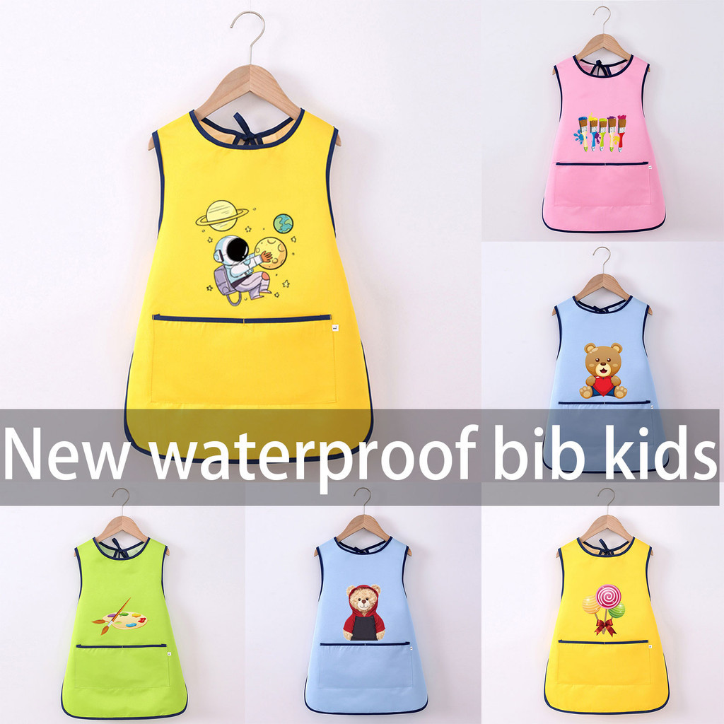 Kids vest waterproof smock baby eating bib kindergarten thin sleeveless ...