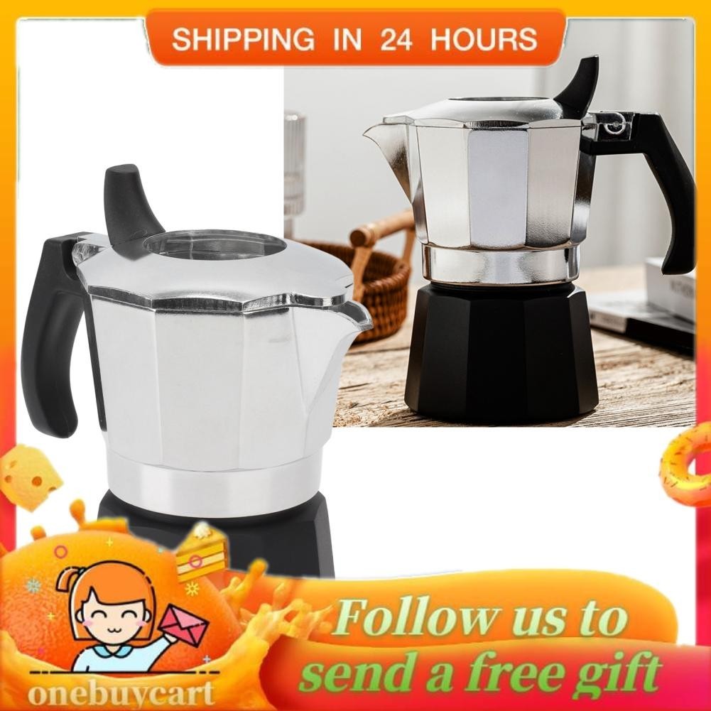 Onebuycart Stovetop Moka Pot High Pressure Rubber Aluminum 100ml Anti ...
