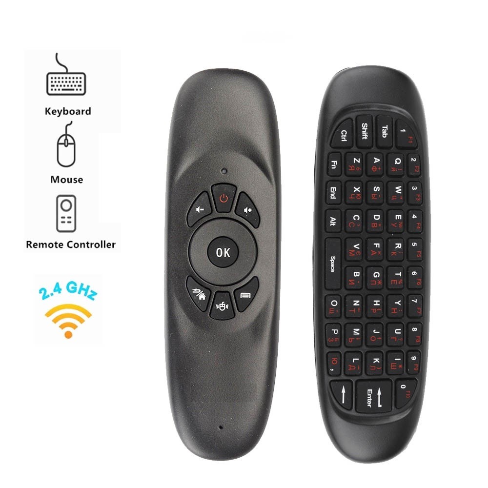 RR+`VONTAR Russian English VONTAR C120 air Mouse Rechargeable mini Wireless Keyboard for Android ...