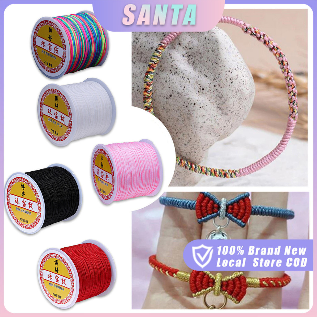 50m 0.8mm Beaded Rope DIY braided red thread bracelet thread jade ...