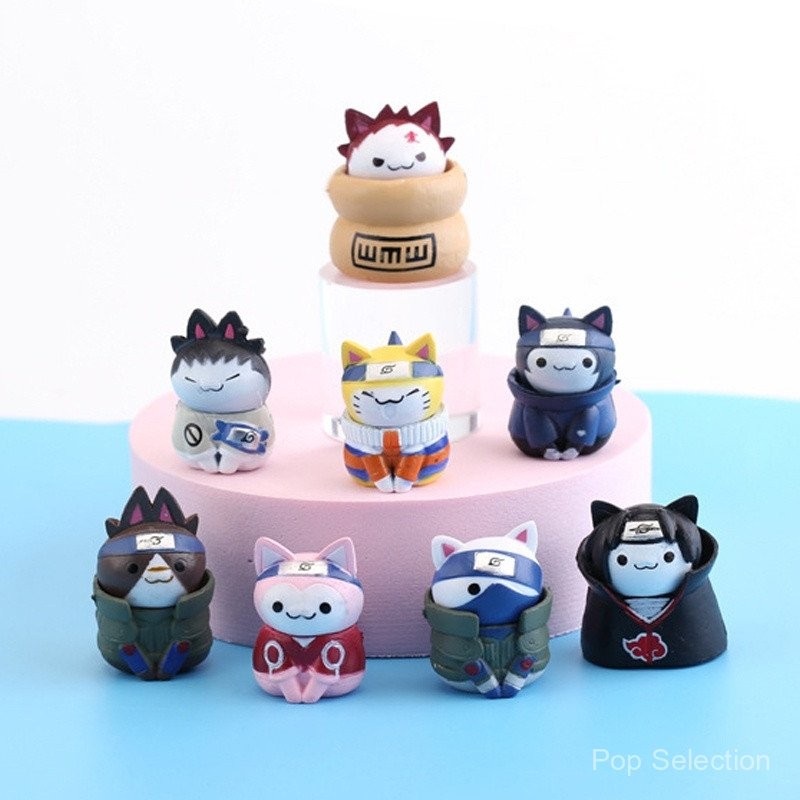 8Pcs/Set 3cm Anime Naruto Cat Cake Decoration Uzumaki Naruto Sasuke ...