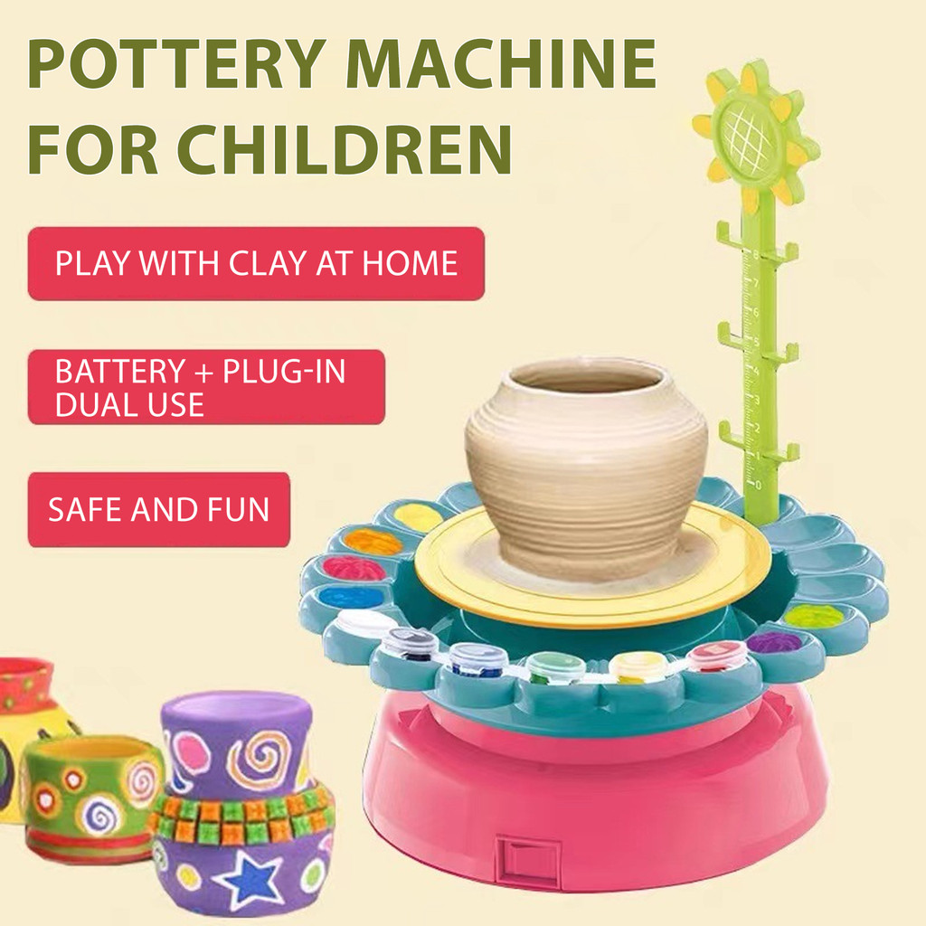 BUYMORE Kids Pottery Wheel Machine - DIY Clay Art Craft Kit for ...