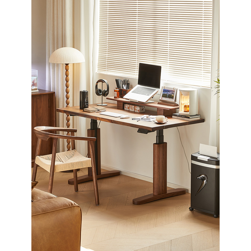 North American Black Walnut Electric Height Adjustable Desk Full Solid ...
