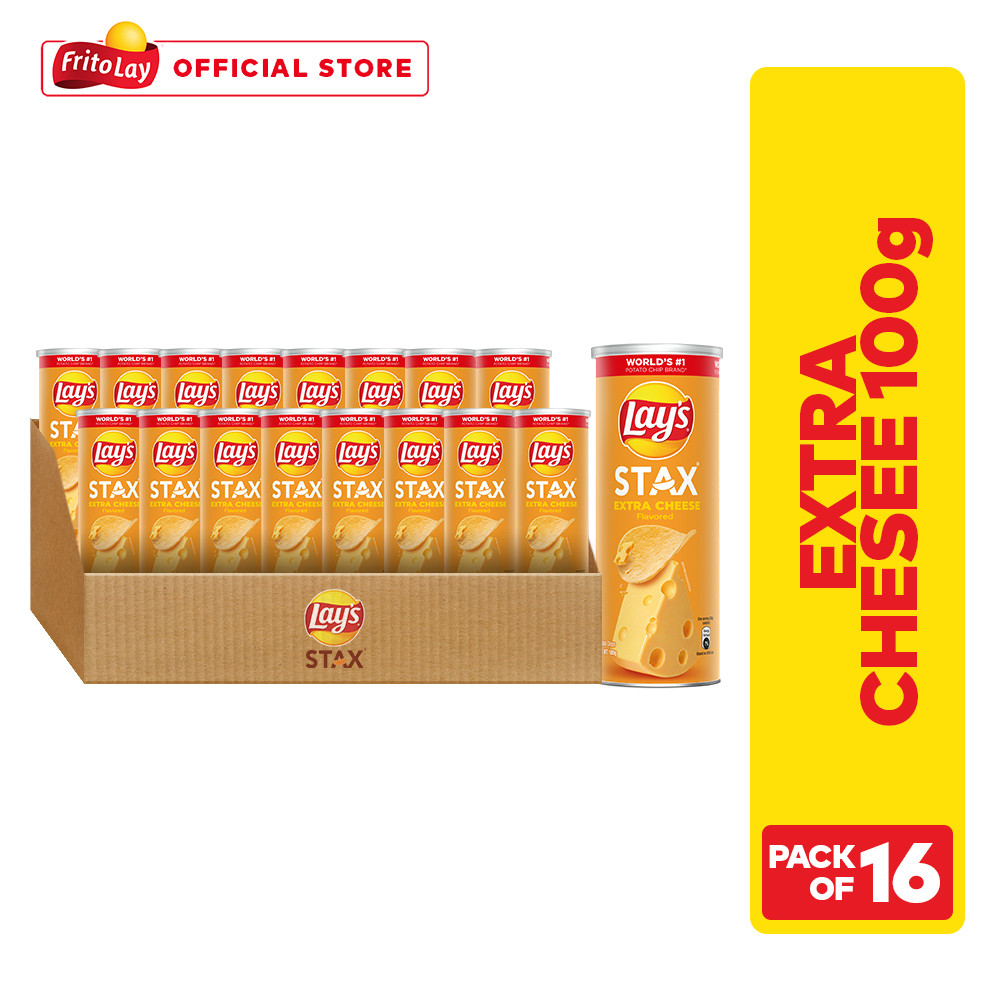 Lay's Stax Extra Cheese Potato Chips 100g - Pack of 16 | Shopee Philippines
