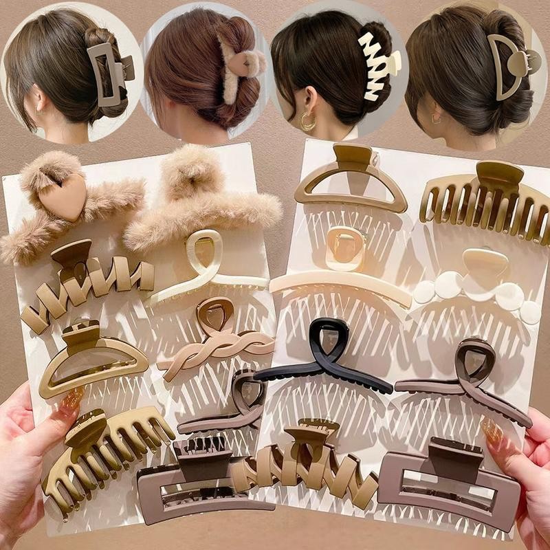 Plush Hair Claw Clips Set for Women Hairpins Hair Tie Stretch Rubber ...