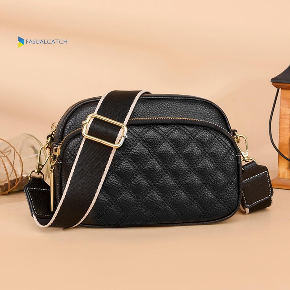 Fashion Shoulder Crossbody Bag Multi-layer Pocket Cowhide Leather ...