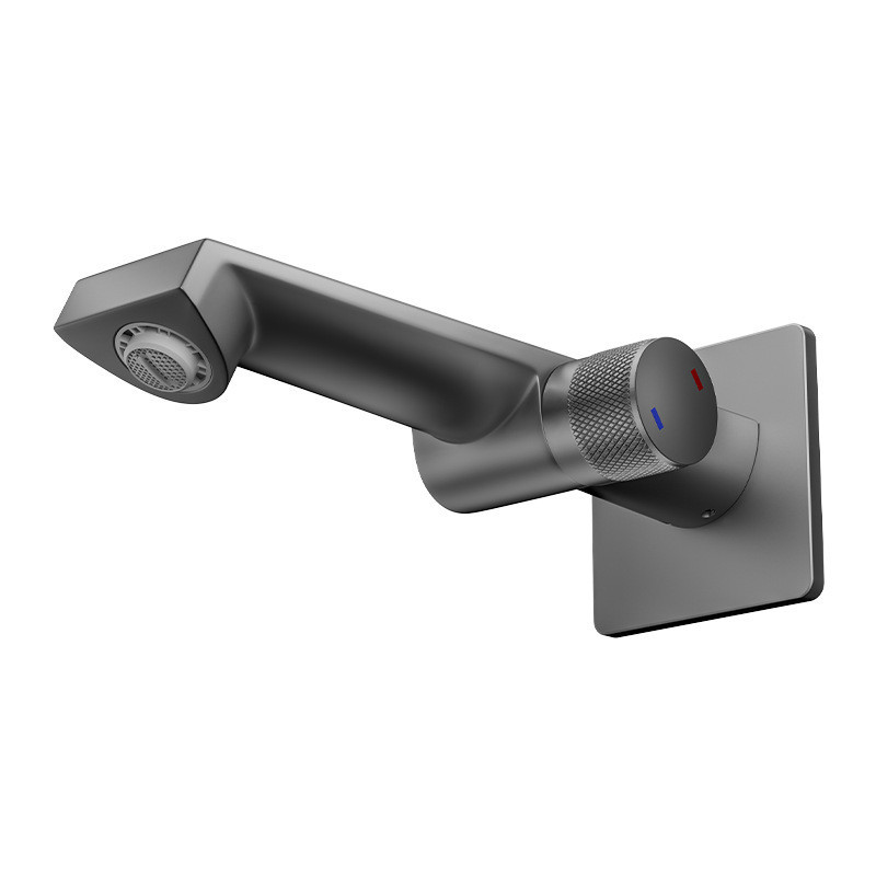 Sleek Modern Wall-mount Sink Faucet for Embedded Water Outlet with Hot ...