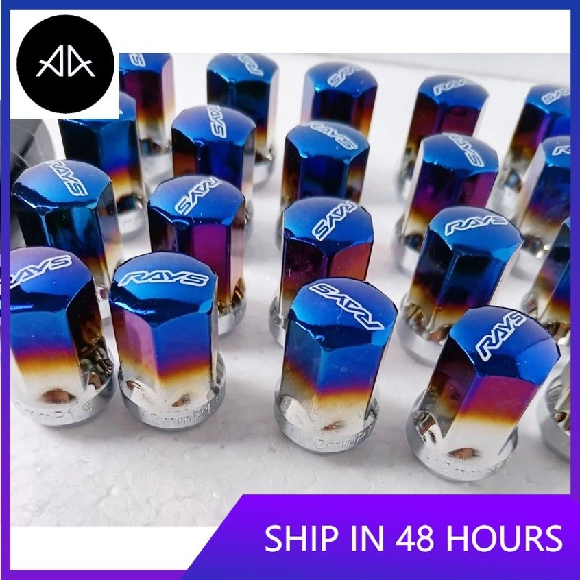 STEEL Titanium Blue Lug Nuts M12X1.5 32mm Universal Car Racing Wheel ...