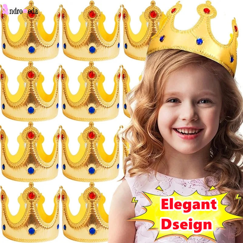 Gold Rhinestone Crown for Kids Boys Girls Birthday King Queen Princess ...
