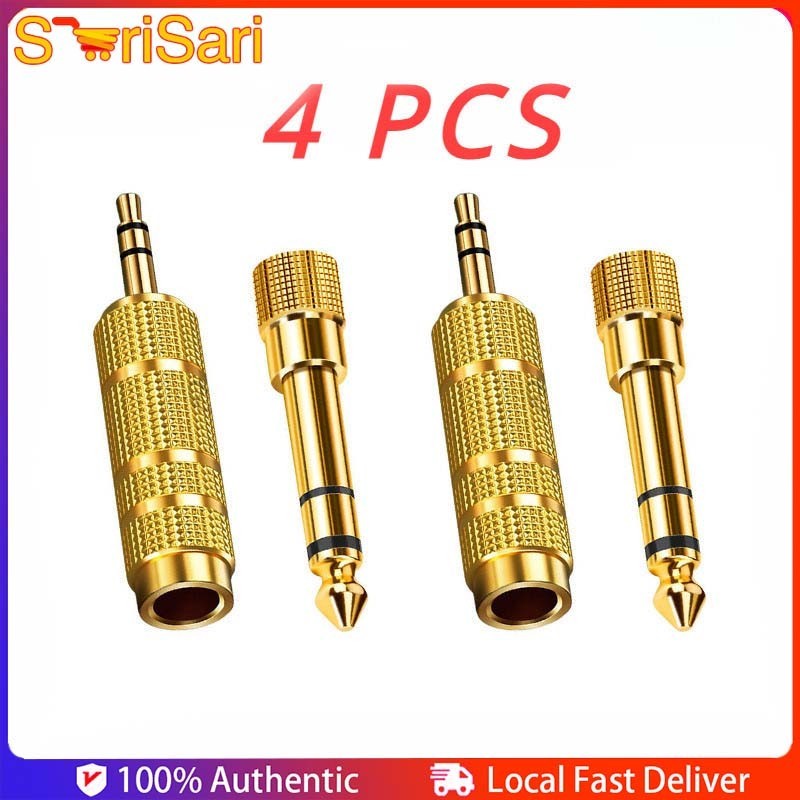 Gold 3.5mm Female Jack To Pl 6.35mm Stereo Male Plug Converter Adaptor ...