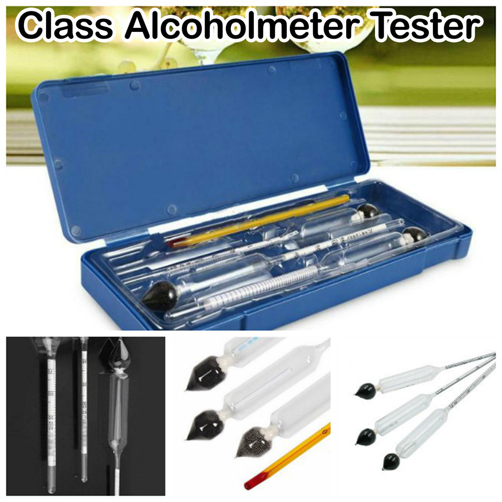 0-100% 3 Pcs Hydrometer Alcohol Concentration Meter Thermometer ...