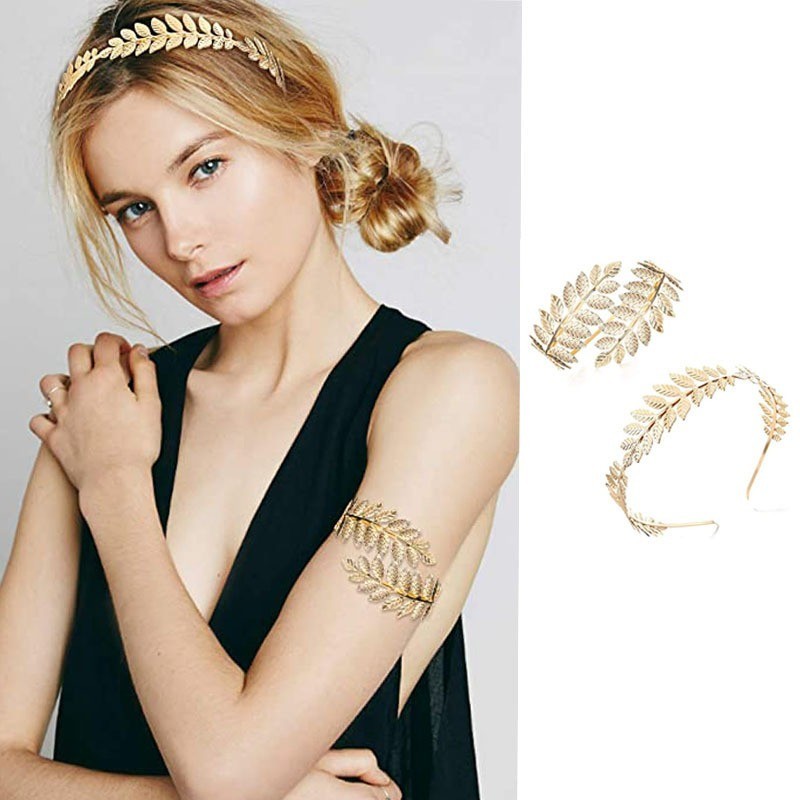 Fashion Women Metal Greek Roman Laurel Leaf Open Bracelet Armband Upper ...