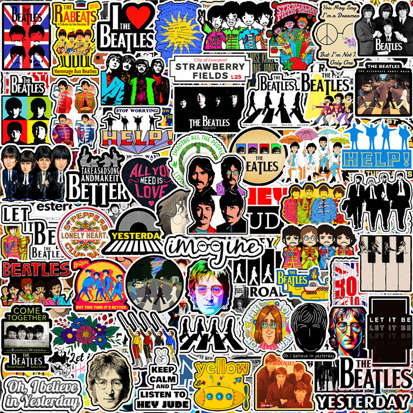 100Pcs/Set ★★★ Rock Band . The Beatles Mini Diary Manual Stickers ...