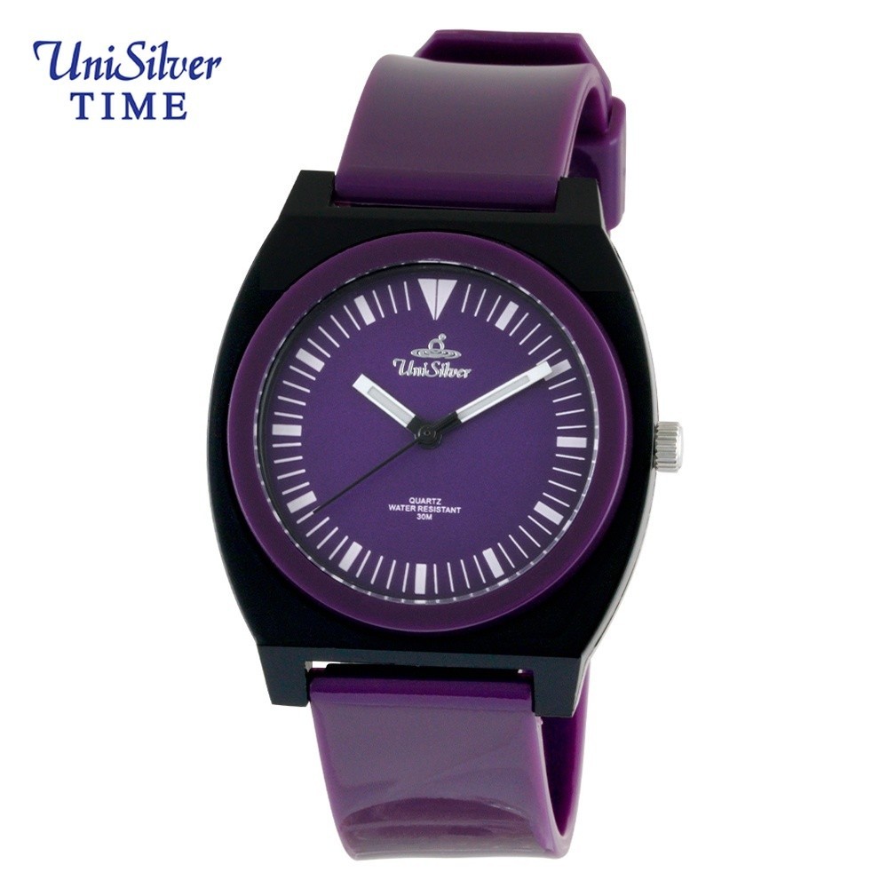 UniSIlver TIME ZELPHY Unisex Medium Analog Black/Violet Rubber KW2834 ...