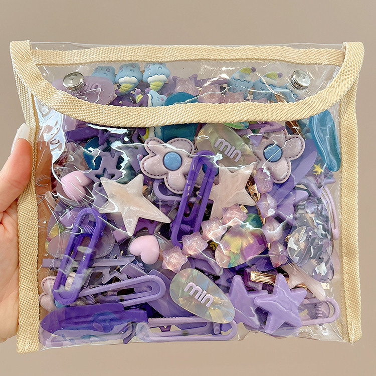 Purple Metal Hair Clip Set Female INS Simple Clip Side Bangs Clip Bb ...