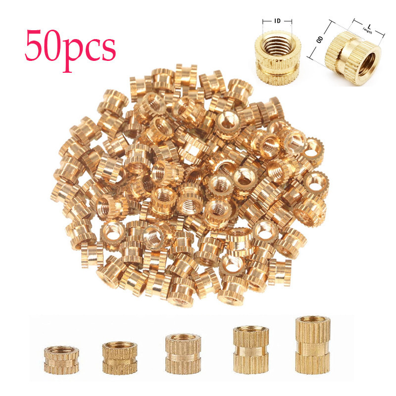 50pcs M2 M2.5 M3 M4 M5 M6 Brass Knurled Nuts Injection Molded Brass Inserts Threaded Insert Nuts ...
