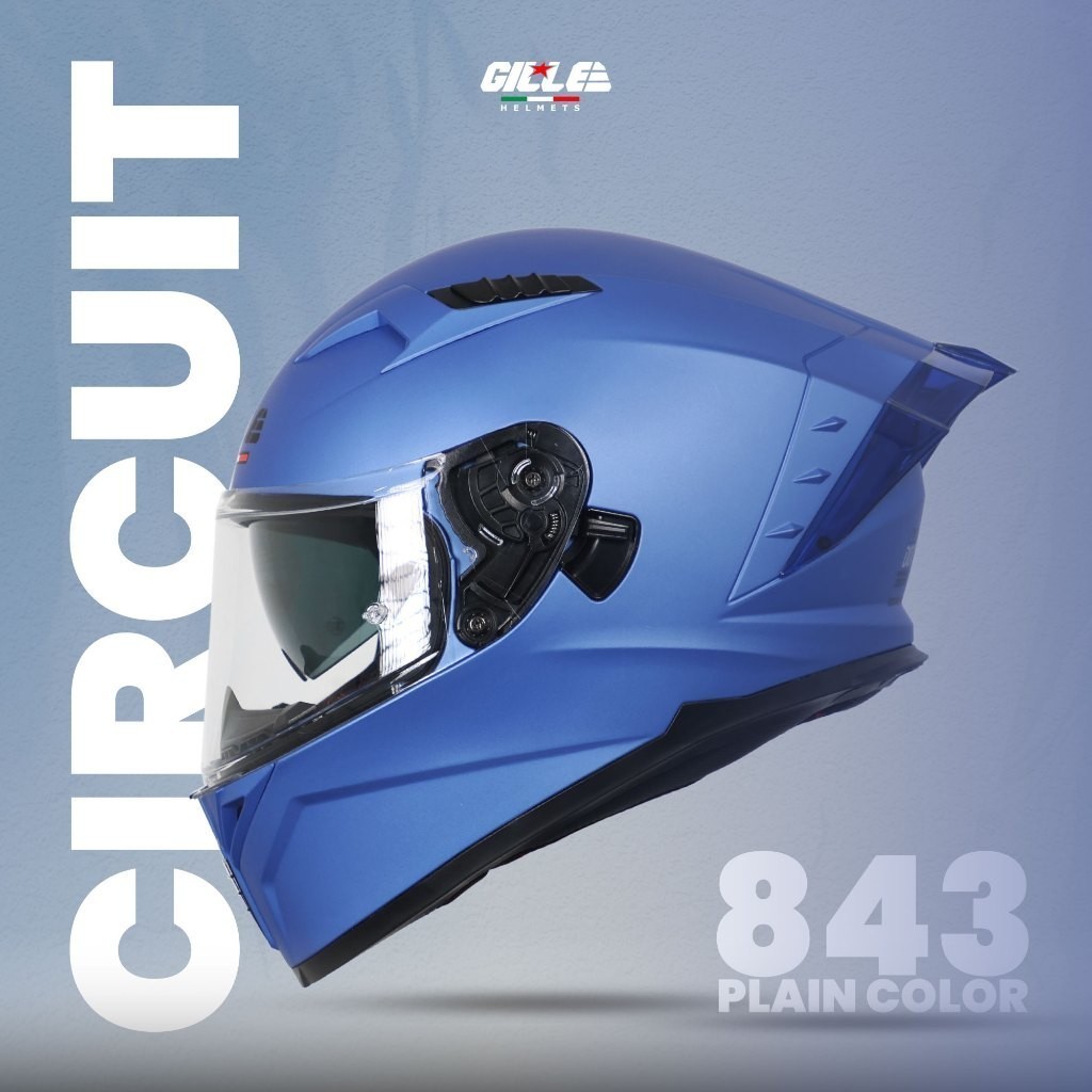 GILLE 843 CIRCUIT Full Face Dual Visor Plain Color Motorcycle Helmet ...
