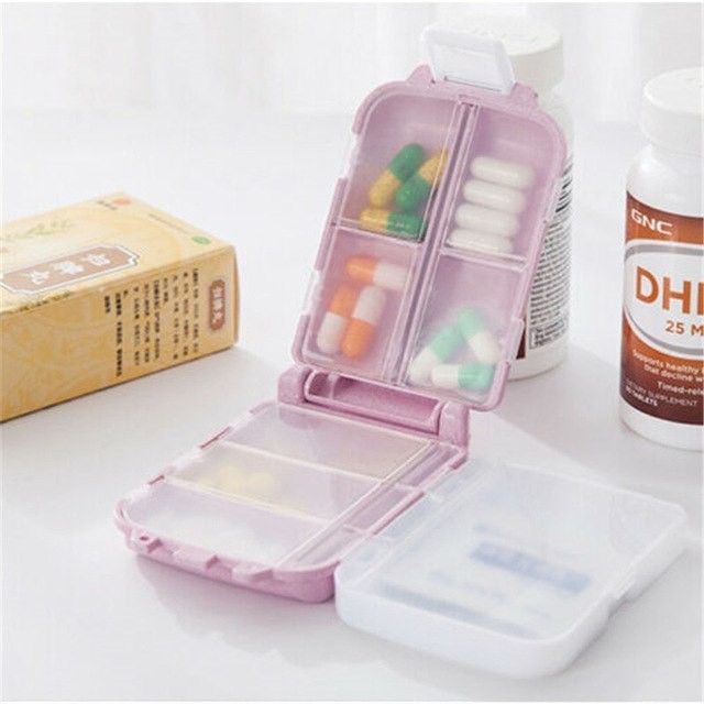 8 Divider Clamshell Design Medicine Tablet Pill Box Organizer Storage ...