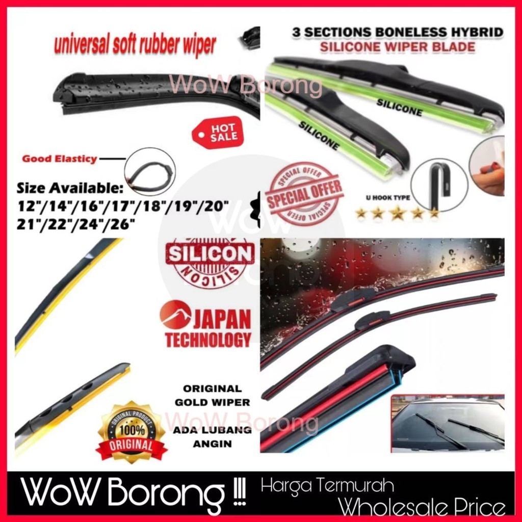 3 Selection Mugen Silicone Windshied Car Wiper Silicon compatible For ...