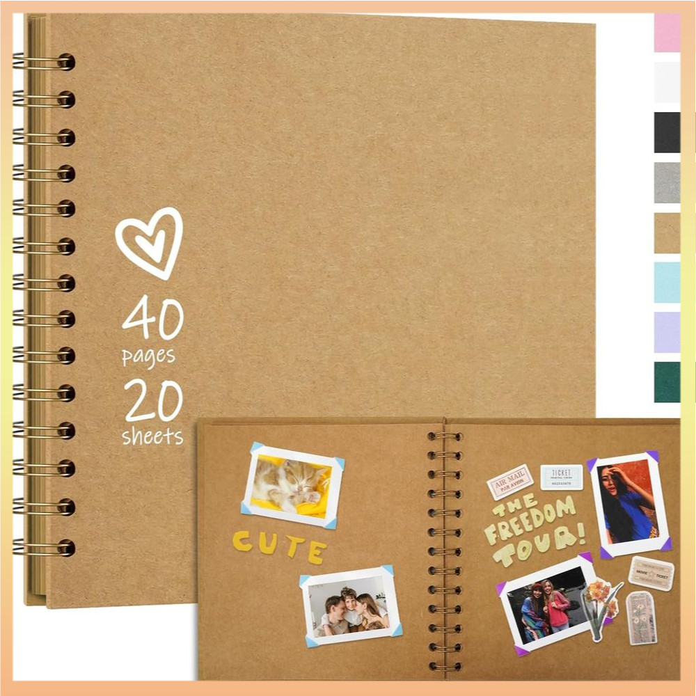 Vienrose DIY Scrapbook Album 7x7 Inch Hardcover Kraft Paper Scrap Book ...