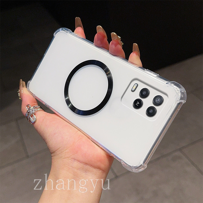 Casing OPPO A54 Phone Case Magnetic Transparent Four Corners Shockproof ...