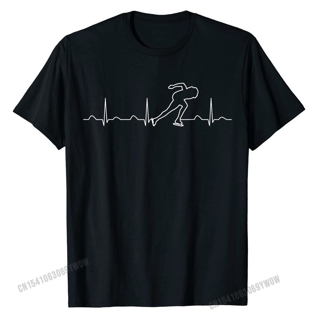 Men's T-Shirt Speed Skating Shirt Heartbeat Funny oversize Round Neck ...