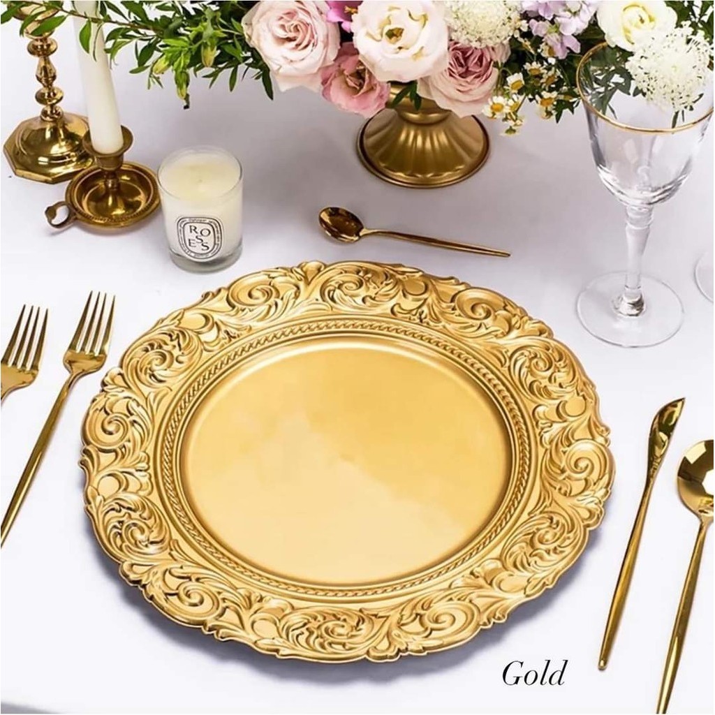 Dinner Plate Tray Round Gold Tray Wedding Hotel Party Craft Tray ...