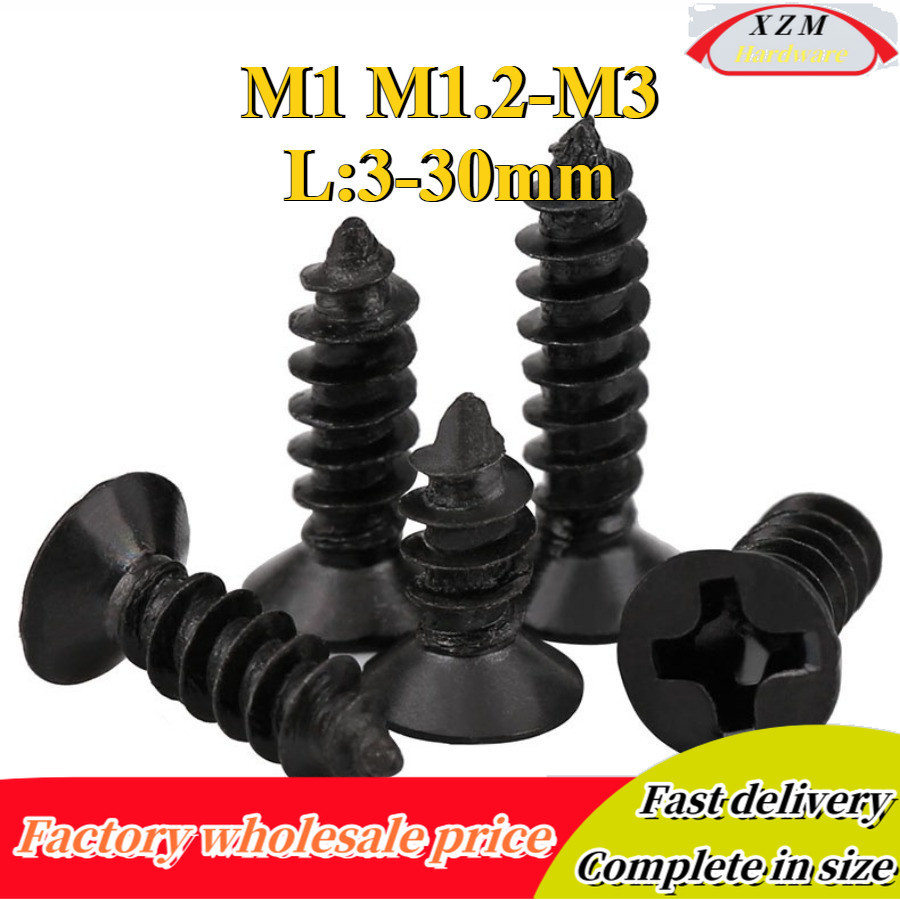 Black Screw/Metal Screw / Self-Tapping Flat Head Screw /countersunk head Screw/wood screw M1/M1 ...