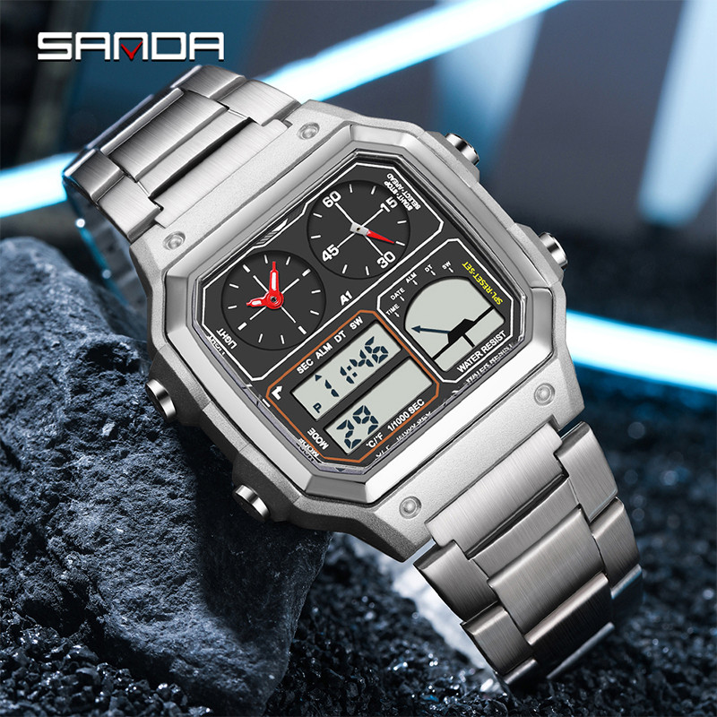 SANDA Dual Strap Multi Screen Personalized Cool Sports Waterproof Night ...