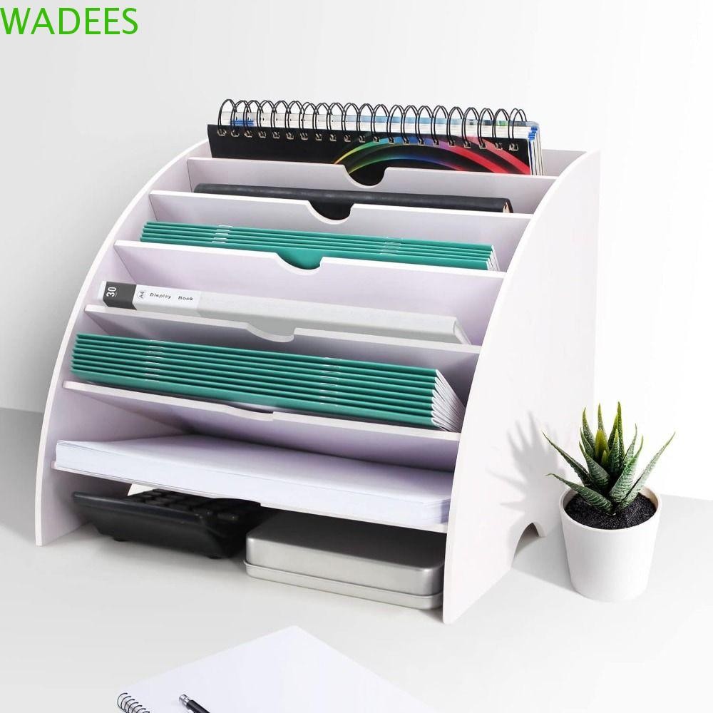 WADEES Desk File Organizer, Fan Shaped 6 Compartments File Holder ...