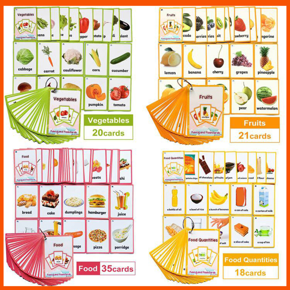 Fruits/Vegetable/Foods/Food Quantities Flash Cards English Words ...