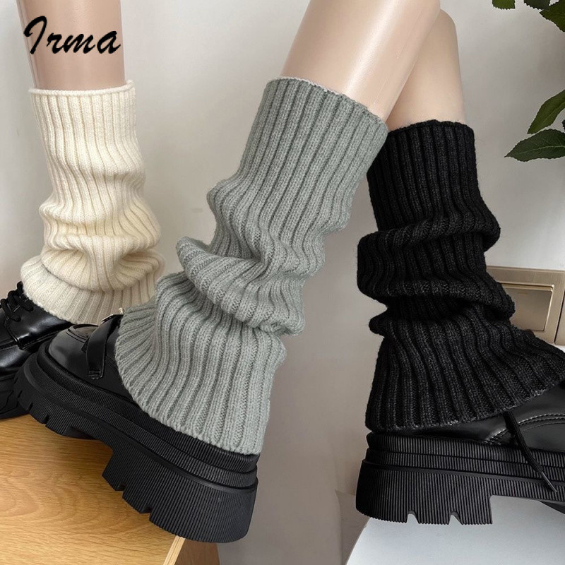 Knitted Leg Warmers White Japanese JK Bunching Socks Lolita Long Socks ...