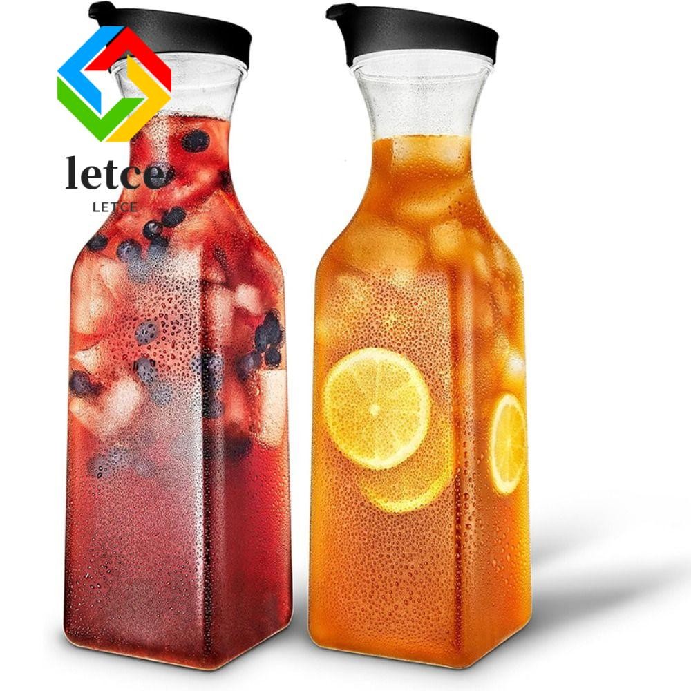 LETCE Juice Carafe, 32OZ 1000ML Plastic Drink Pitchers, Square Large ...