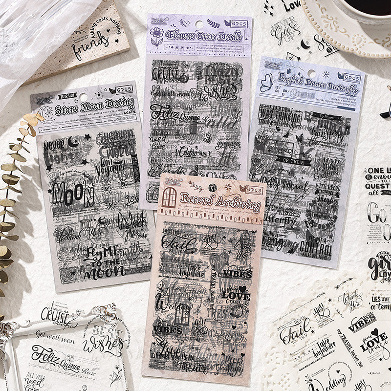 Journamm 6Sheets Vintage Inspirational Stickers Set Transparent ...